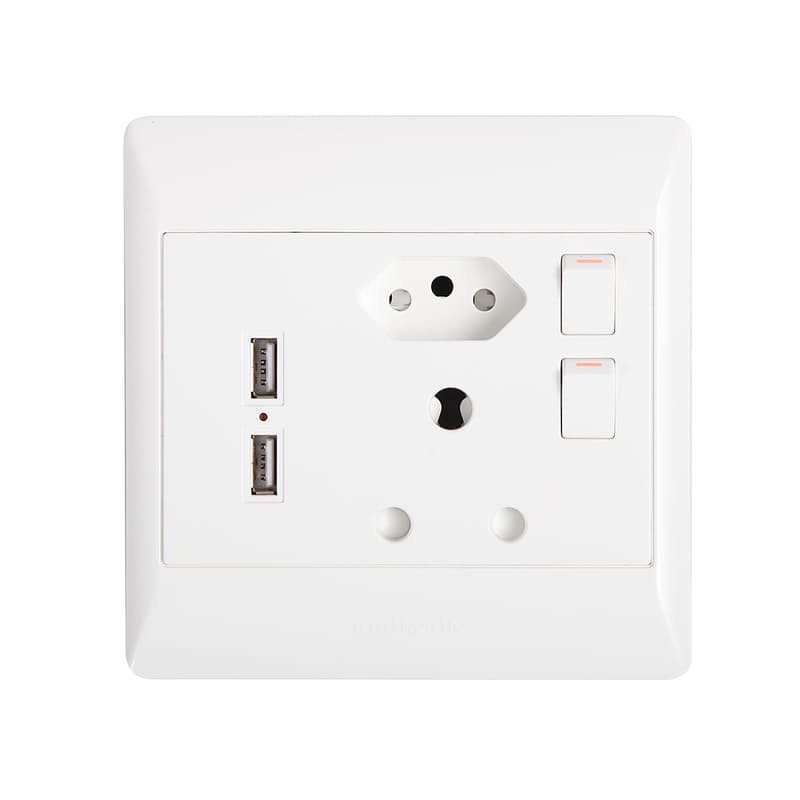 Redisson Single Wall Switched Socket 16A with Euro 16A and 2x USB – SA ...